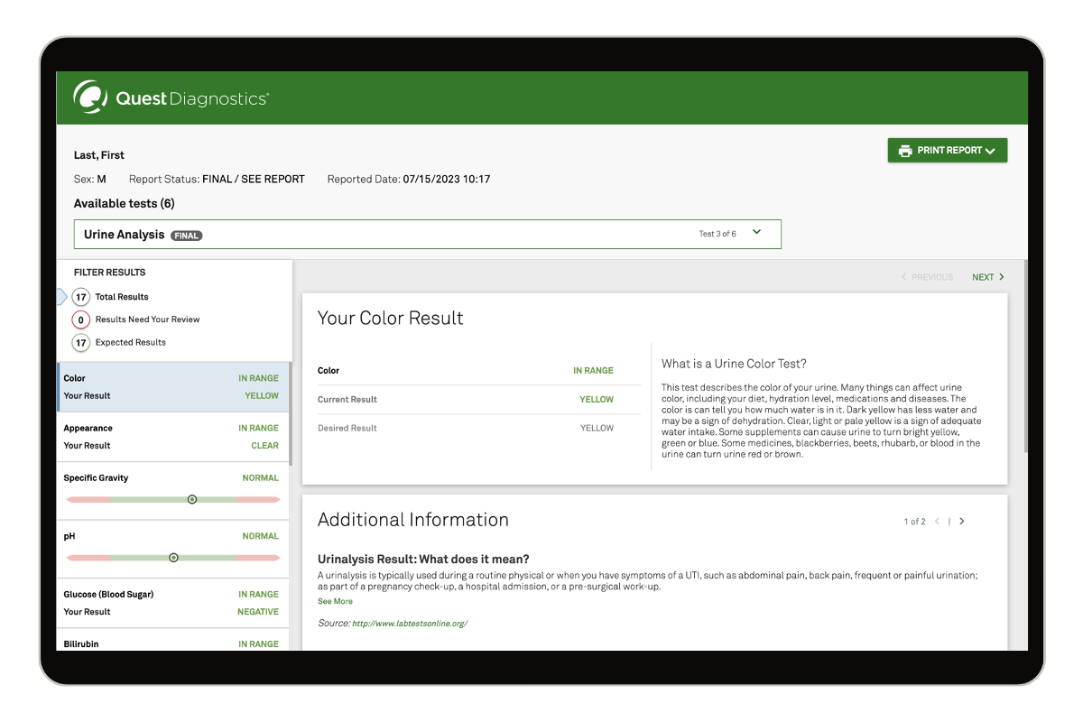 Urinalysis / Urinary Tract Infection (UTI) Test