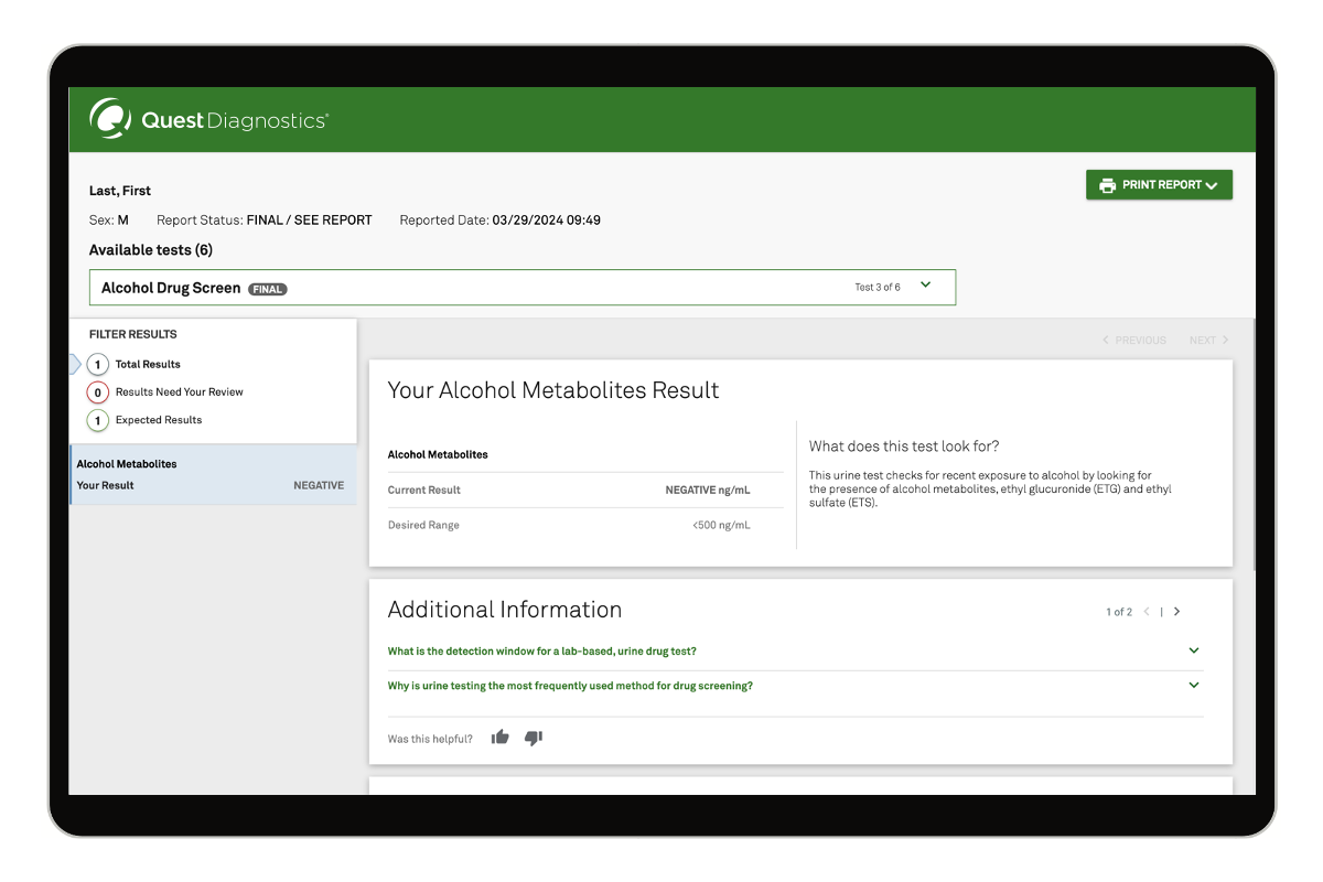 Alcohol Drug Screen — Quest