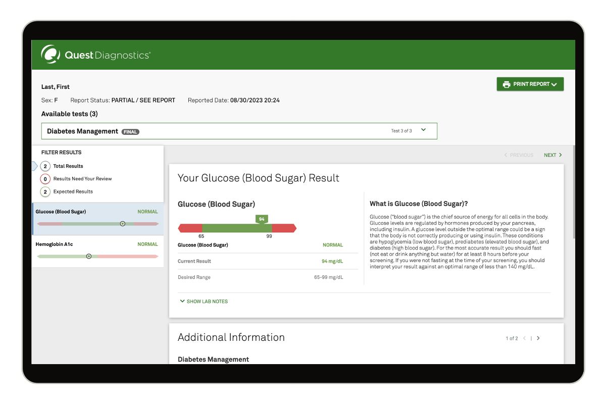 Diabetes Management Test — Quest