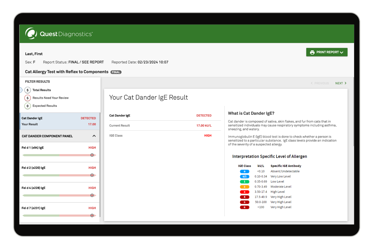Cat Allergy Test with Reflex to Components